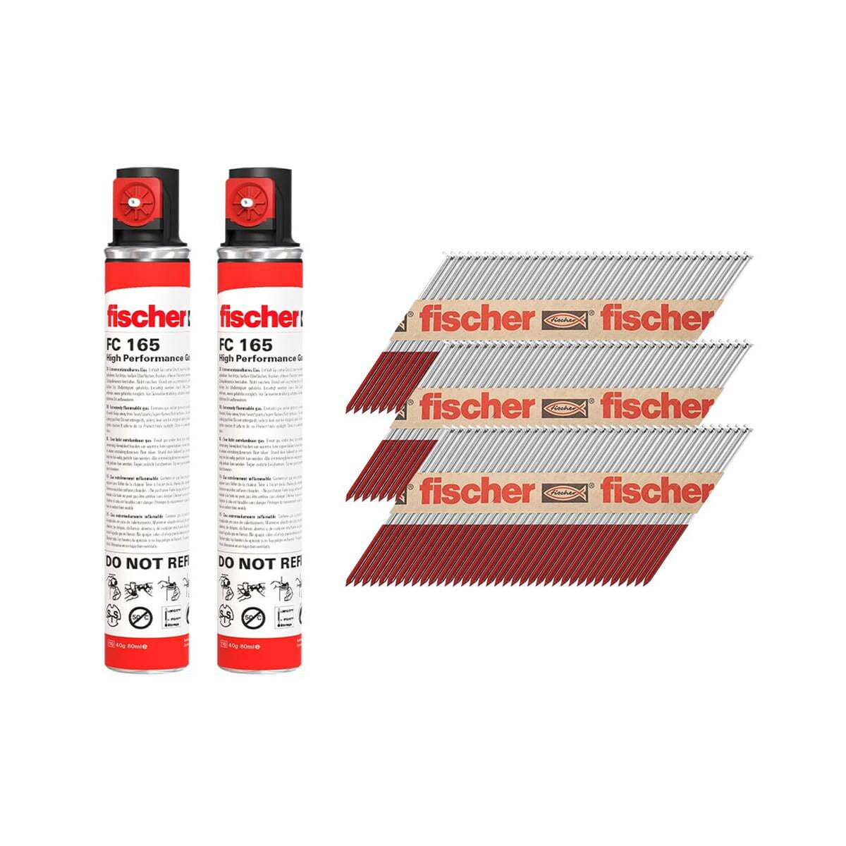 Fischer 534704 2.8 x 63mm Galvanised Ring Nails (3300 Pack + 3 Fuel Ce ...